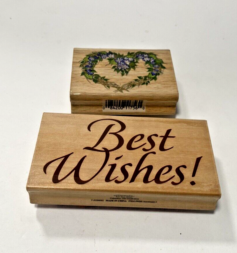 lot of two wooden block rubberstamps best wishes | eBay