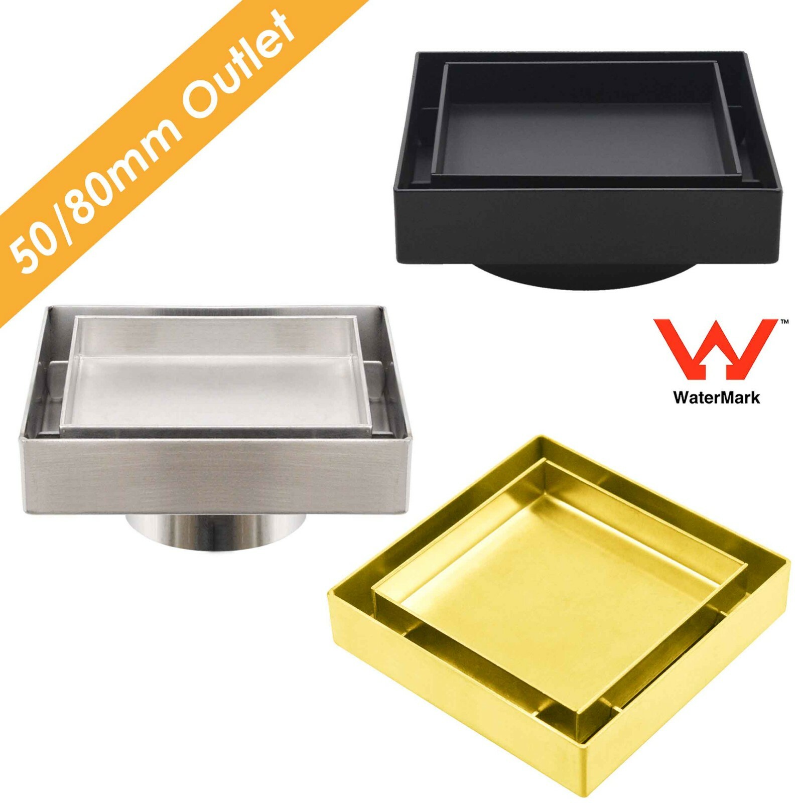 Bathroom Tile Insert 100-130mm Square Stainless Floor Waste Drain ...