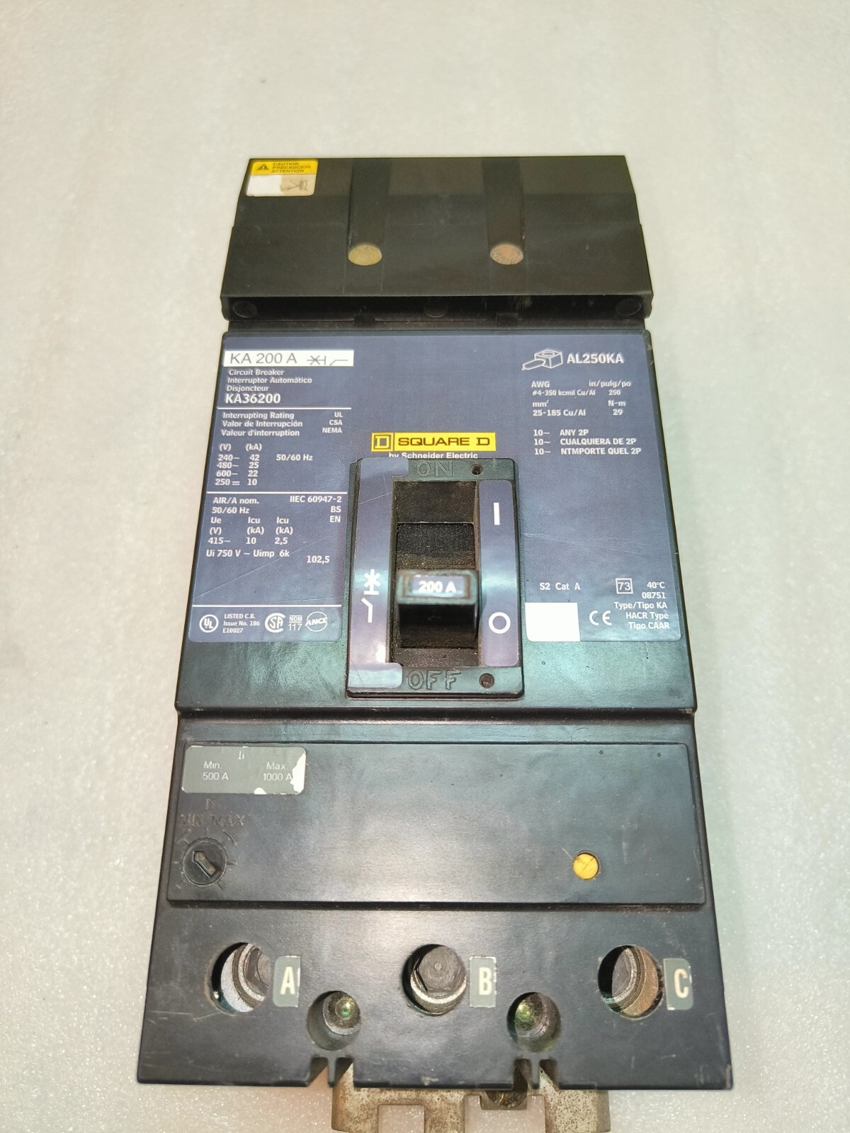 SQUARE D Circuit Breaker KA36200 200A | eBay