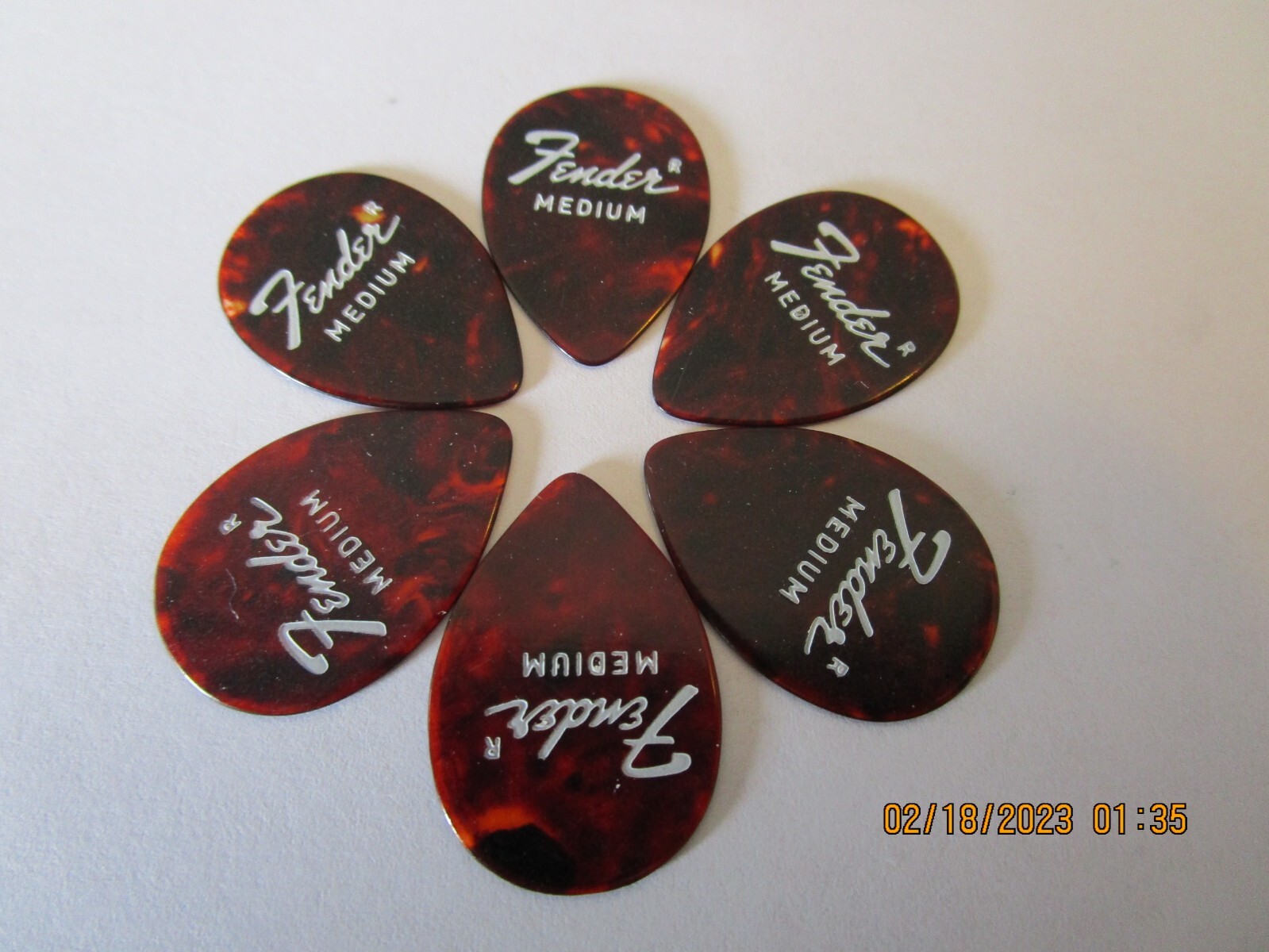 6 Pack of Vintage 70s Fender Medium 358 Shape Celluloid Guitar Picks ...