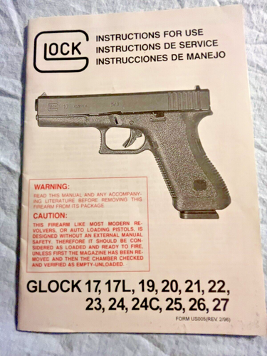 1996 GLOCK Instructions Owner's Manual Model 7,17L,19,20,21,22,23,24C,25,26,27 | eBay