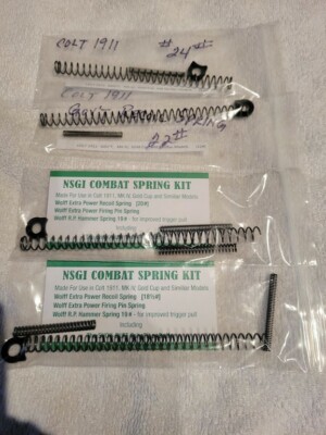 CUSTOM WOLFF SPRING KIT w/ 18.5, 20, 22, 24 # RECOIL .45 ACP COMBAT GOV ...