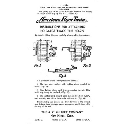GILBERT HO AMERICAN FLYER TRAINS 277 TRACK TRIP INSTRUCTION SHEET Copy ...