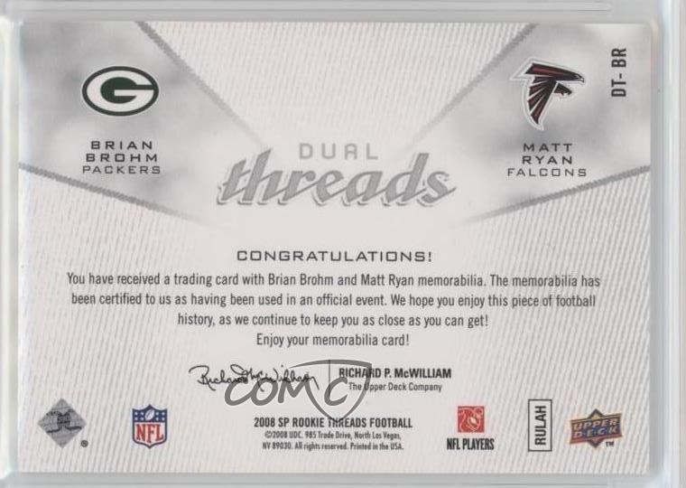 2008 SP Rookie Threads Dual Heptagon Pattern /15 Brian Brohm Matt Ryan ...
