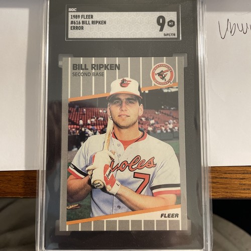 1989 Fleer Bill Ripken FF ERROR Card #616 Billy F**K Face Bat SGC 9 MT ...