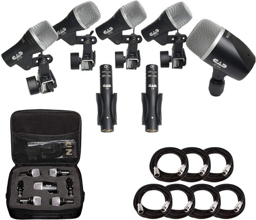 Cad Audio Stage7 7-Piece Drum Instrument Mic Pack Vinyl Case + 7 Cables ...