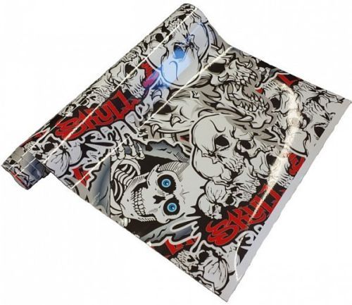 9,8€/m² Stickerbomb Folie - Skull schwarz weiss 400 x 152 cm Aufkleber ...