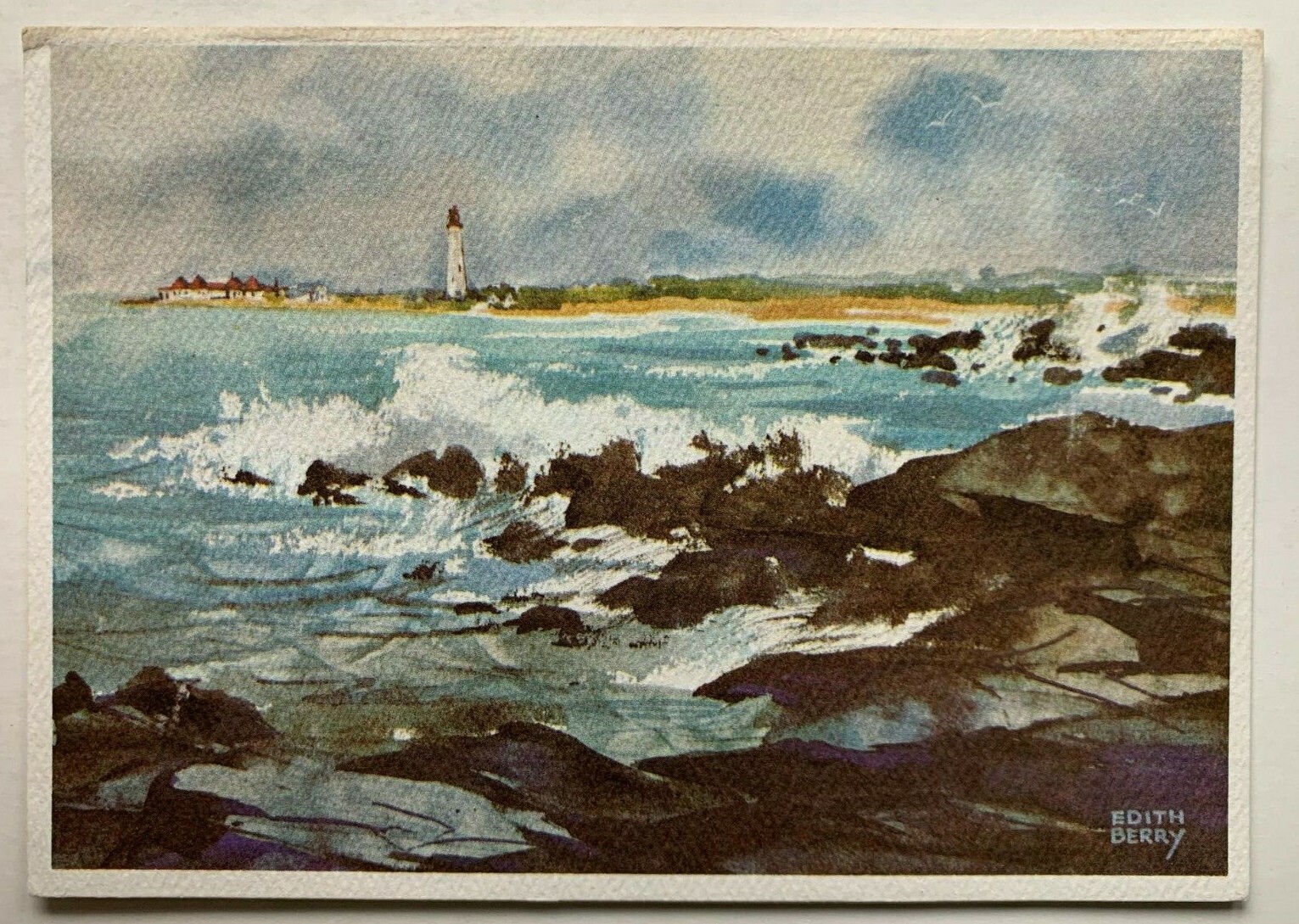 NJ 4x6 Postcard Cape May Point Lighthouse illustration artist signed ...