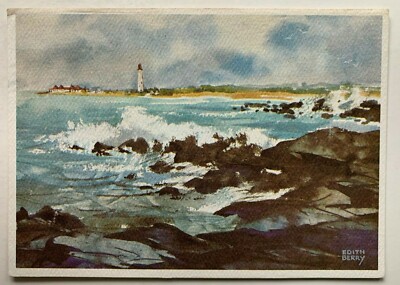 NJ 4x6 Postcard Cape May Point Lighthouse illustration artist signed ...