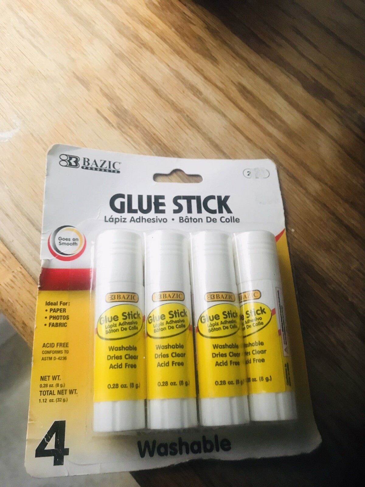 BAZIC Small Glue Stick White Multi-Purpose Acid Free, 8g/0.28 Oz, 4 ...