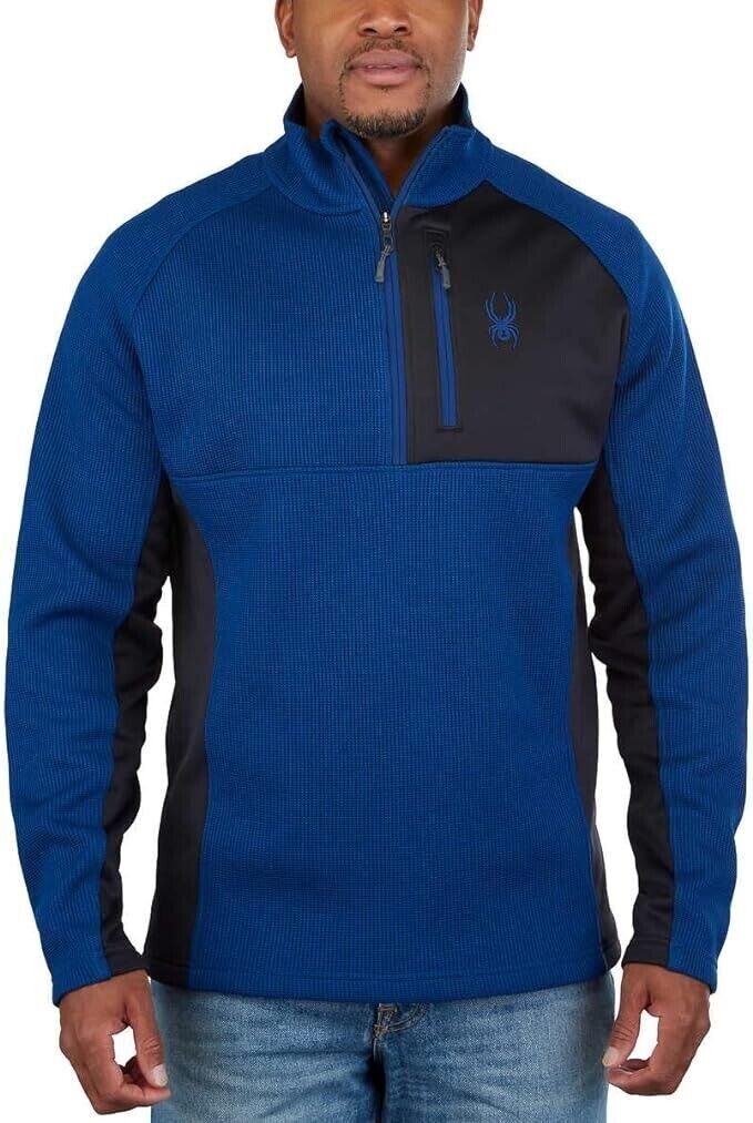 NWOT Spyder Men’s Activewear 1/4 Zip Pullover Sweater Shirt Blue/Blk ...