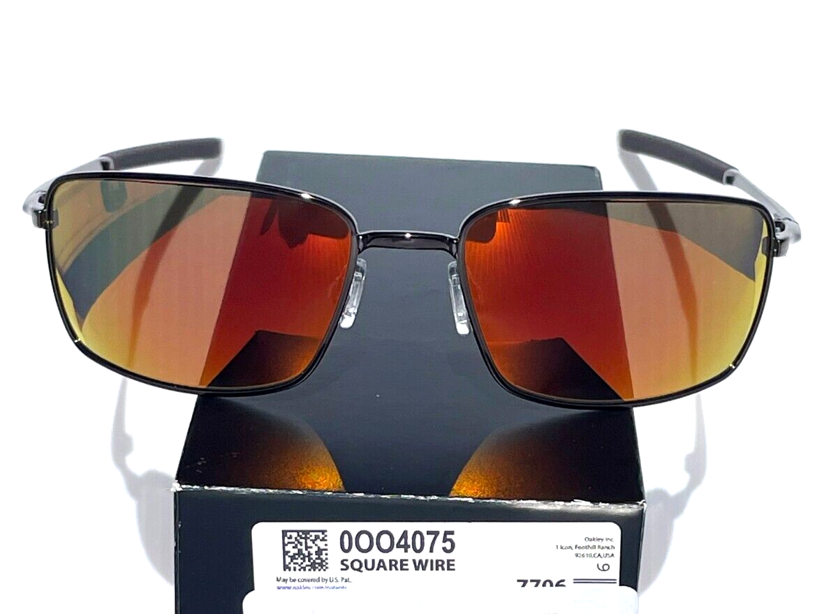 Oakley SQUARE WIRE Titanium Silver w POLARIZED Galaxy Ruby Lens ...