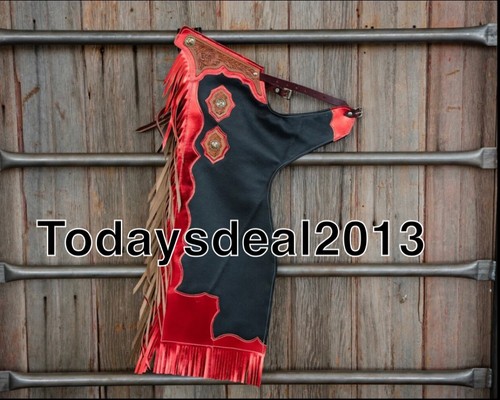 New Western Black Leather Top Grain leather Bull Riding Rodeo Chaps ...