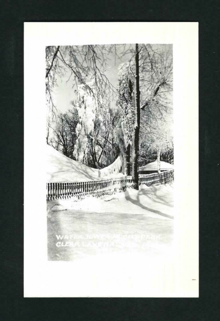 Clear Lake Iowa IA 1936 RPPC Ice Flows Out of Water Tower, HUGE Snow ...