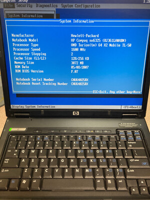 HP Compaq NX6325 Laptop AMDTurion X2 TL-50 3GB RAM NO HD - AS IS READ ...