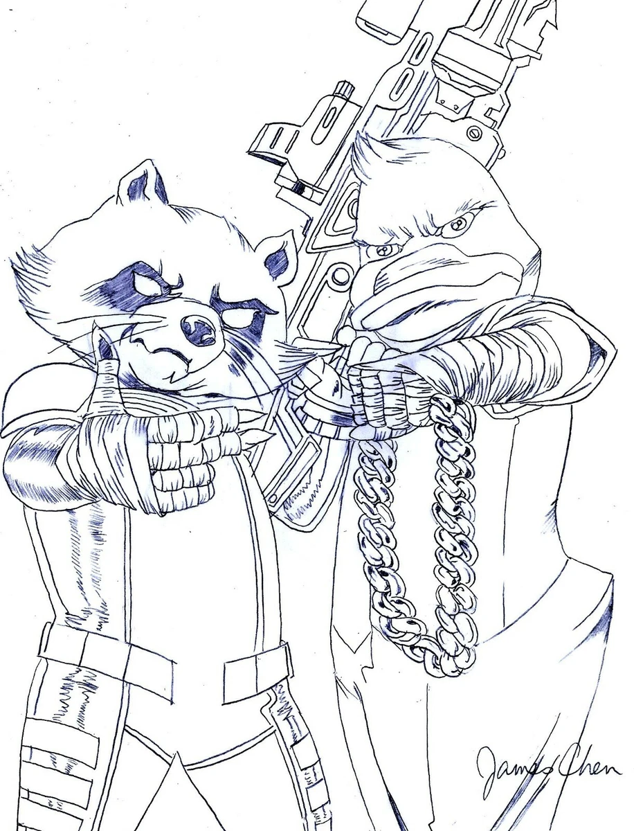 Rocket Raccoon Coloring Pages
