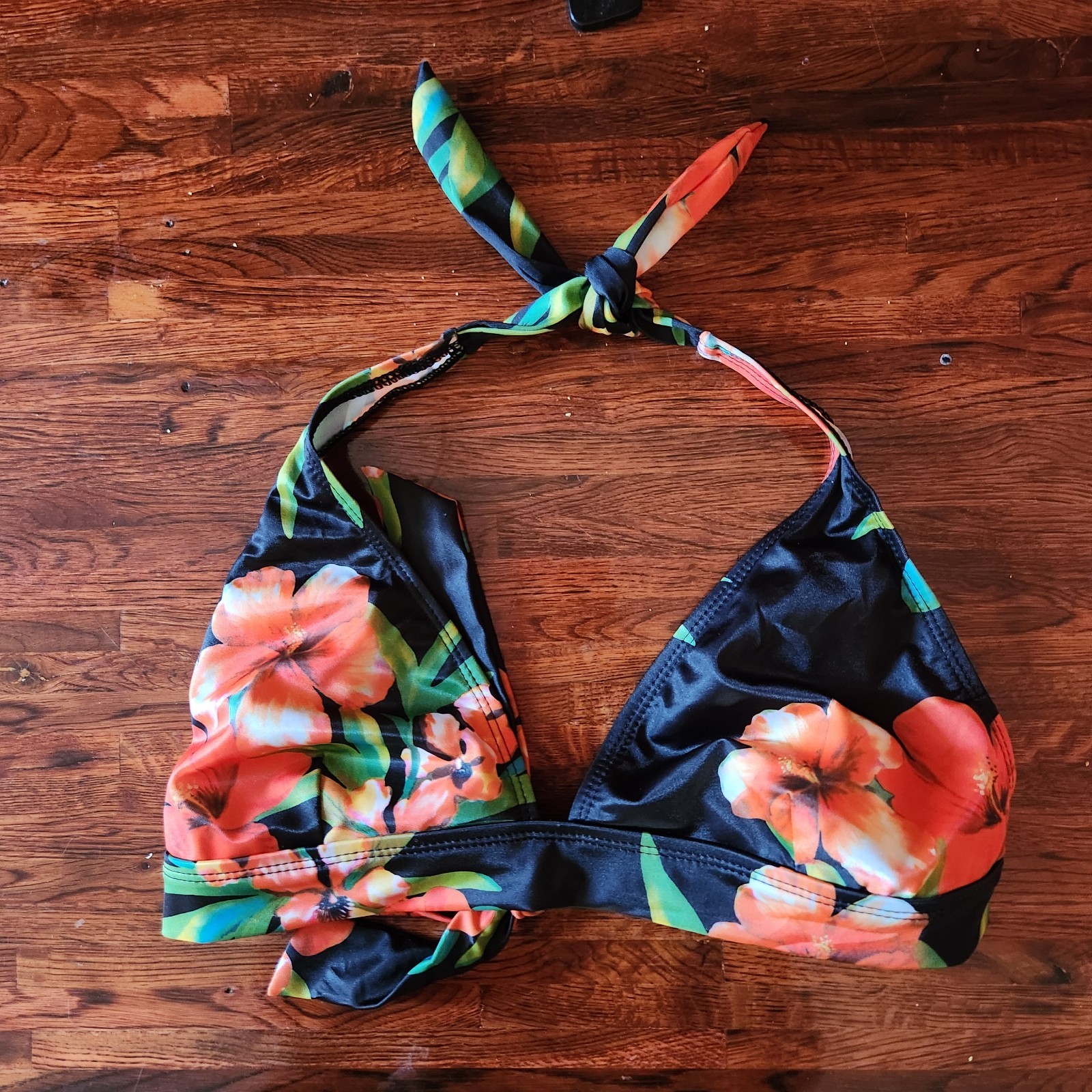 Vintage Mix It Hibiscus Flower Bikini Top Padded Halt… - Gem