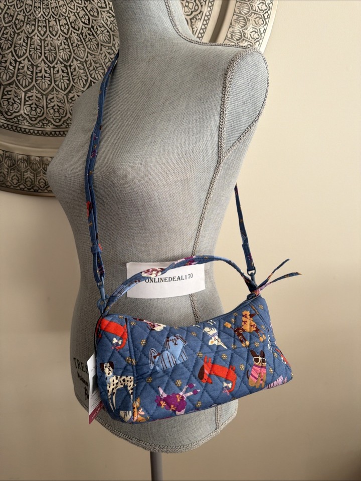 Vera Bradley Women's Outlet Cotton Mini Slouchy Bark Park Crossbody Bag ...