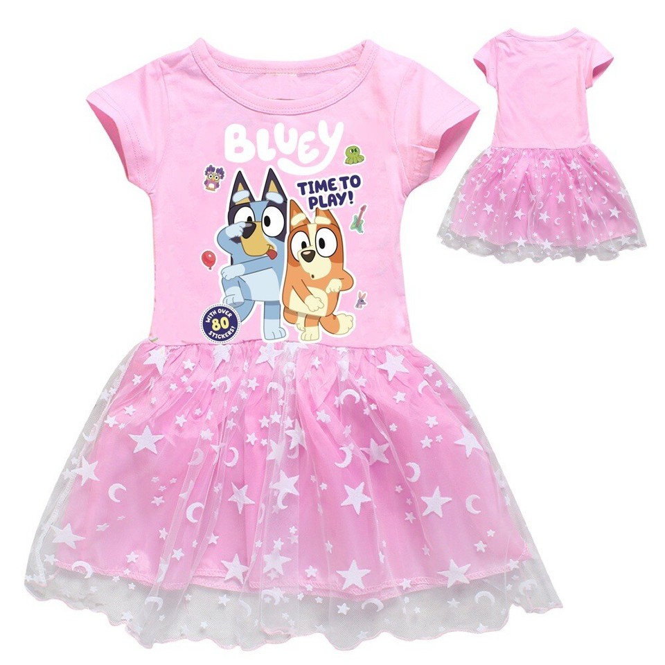 Kids Bluey tv Girls Tutu Skirt Dress Birthday Party Cosplay Fancy Dress ...