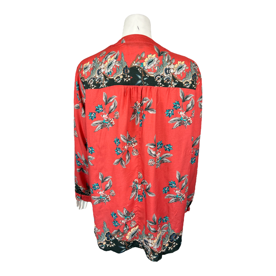 Tolani Collection Women's Printed V-Neck Woven Top Passion Red Medium ...