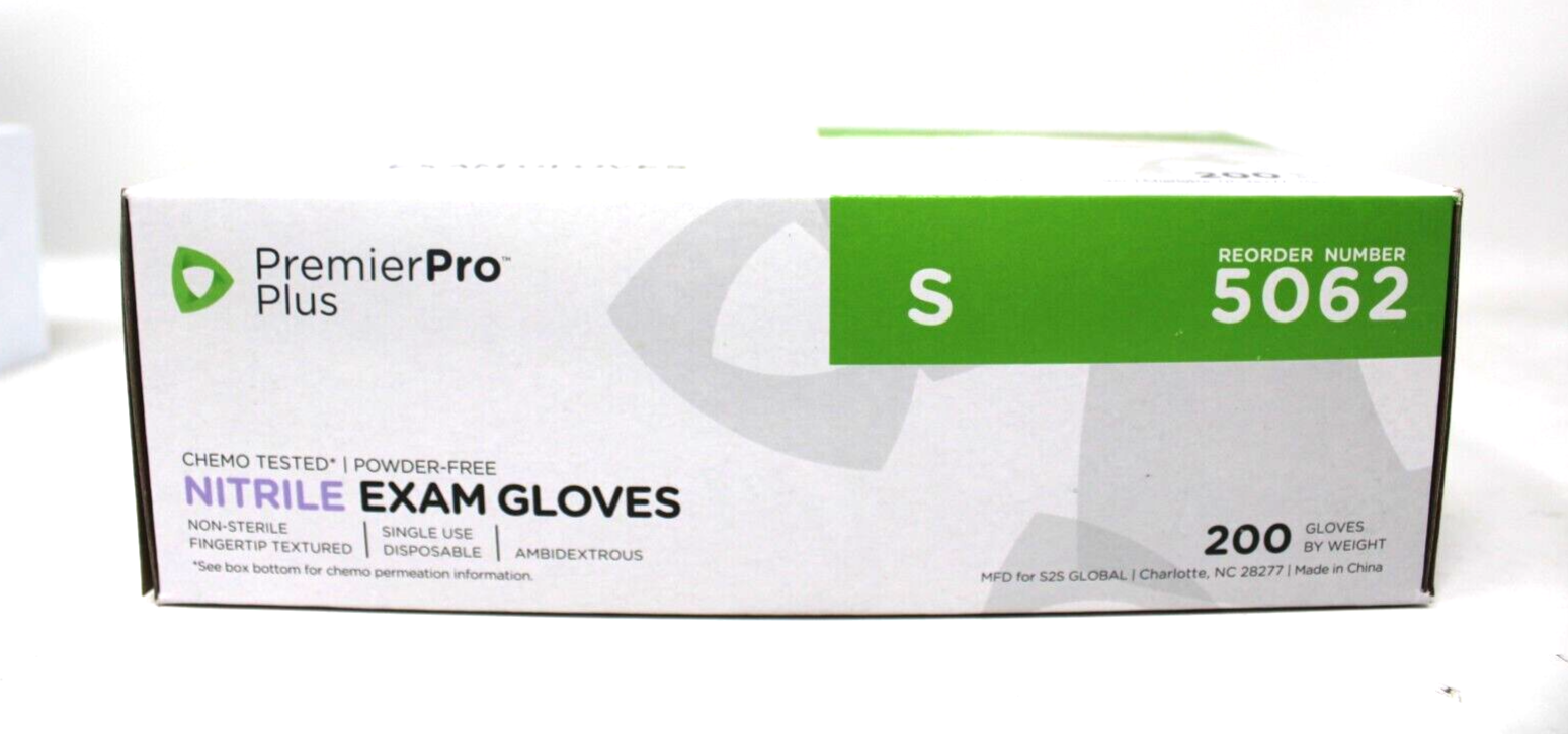 S2S Global 5062 PremierPro Powder free Nitrile Exam Gloves Small - 200 ...