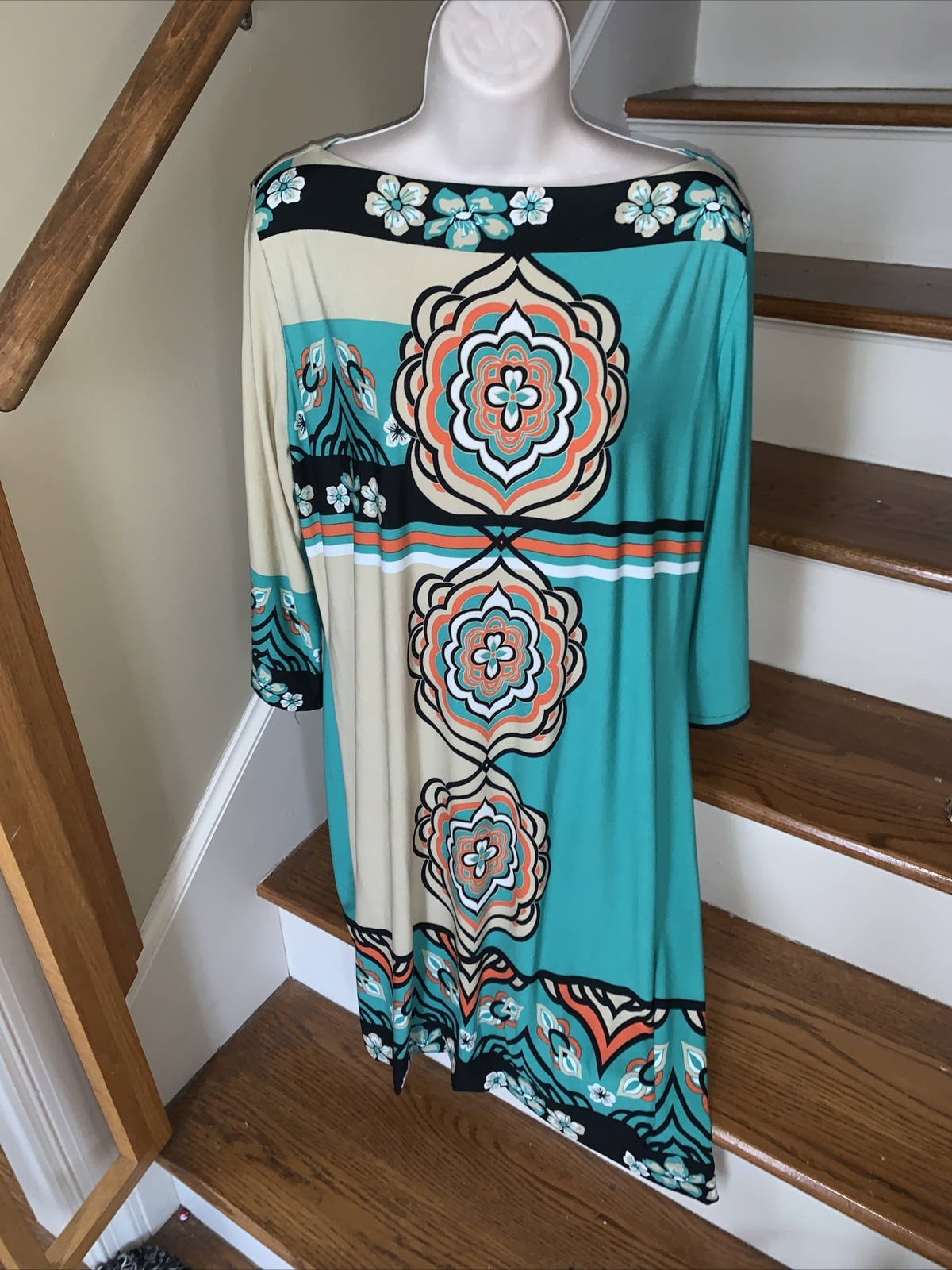 FOREVER Paisley Stained Glass Window Pullover Washable Dress Size XL ...