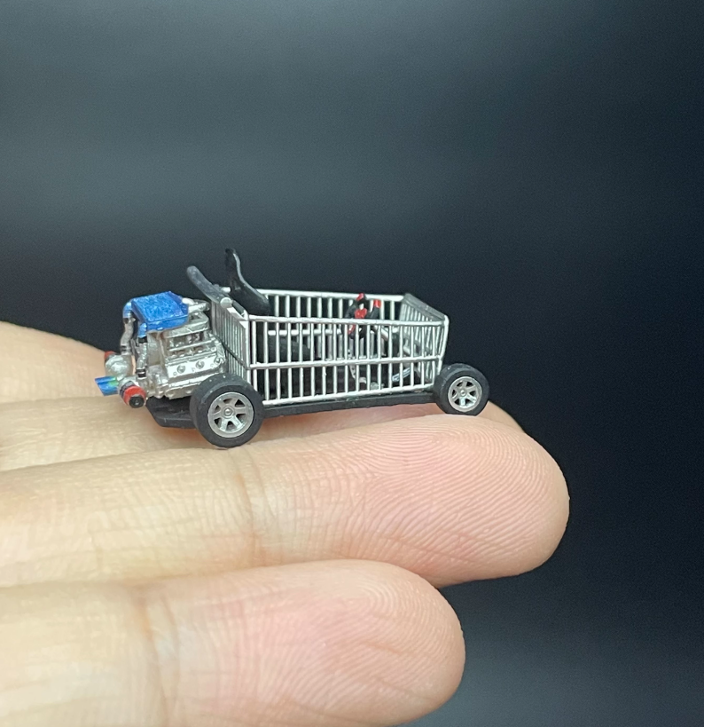 1/64 Diorama Modified Shopping Cart Model Karting Car Tuning Scene Prop ...