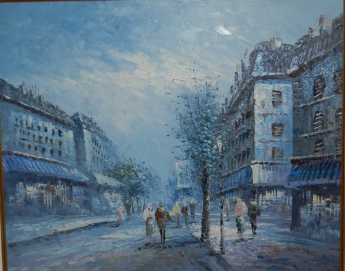 "BURNEY" Signed Oil On Canvas Signed Paris Scene Painting Frame 30" by ...