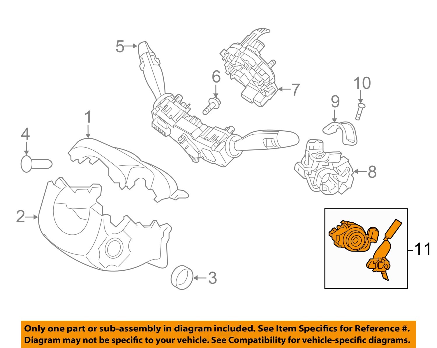 HYUNDAI OEM 17-20 Elantra Shroud, Switches Levers-Cyl Keys 81900F2H00 ...