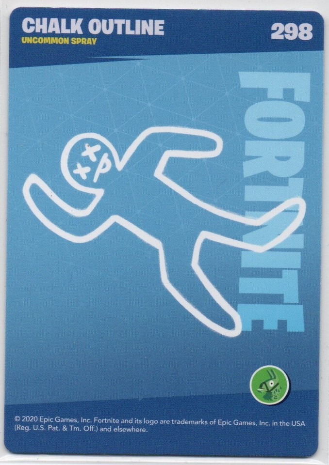 2020 Panini Fortnite Reloaded CHALK OUTLINE Rare Emote Movin Card #298 ...
