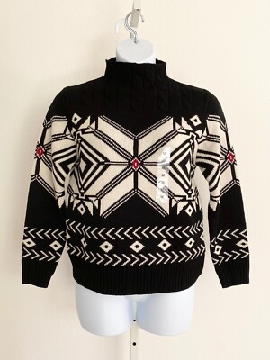 Weatherproof Vintage Women's Black White Snowflake Cable Knit Sweater ...