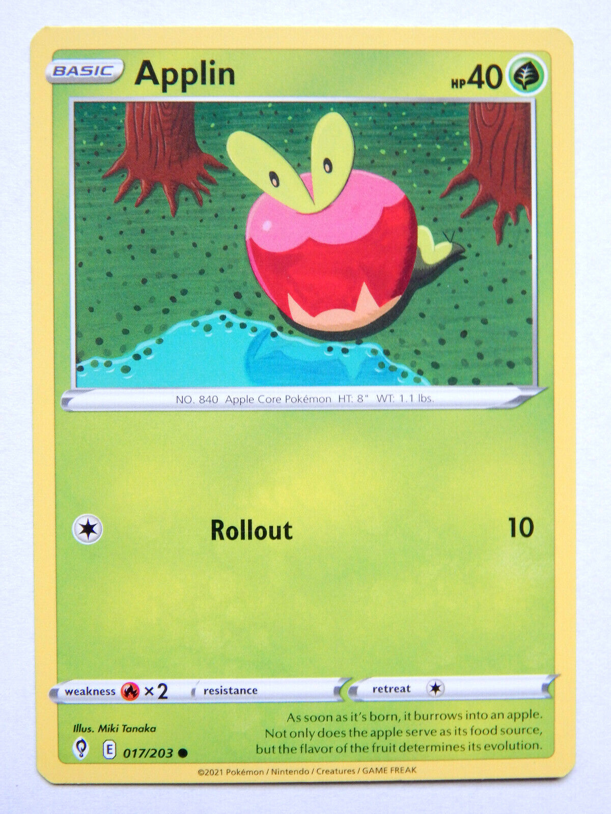 Applin 017/203 (NM, Pokemon Card, Evolving Skies, 2021, Grass, Common ...
