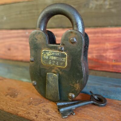 Alcatraz San Francisco XL 3" x 5" Cast Iron Lock & Keys, Antique Finish ...