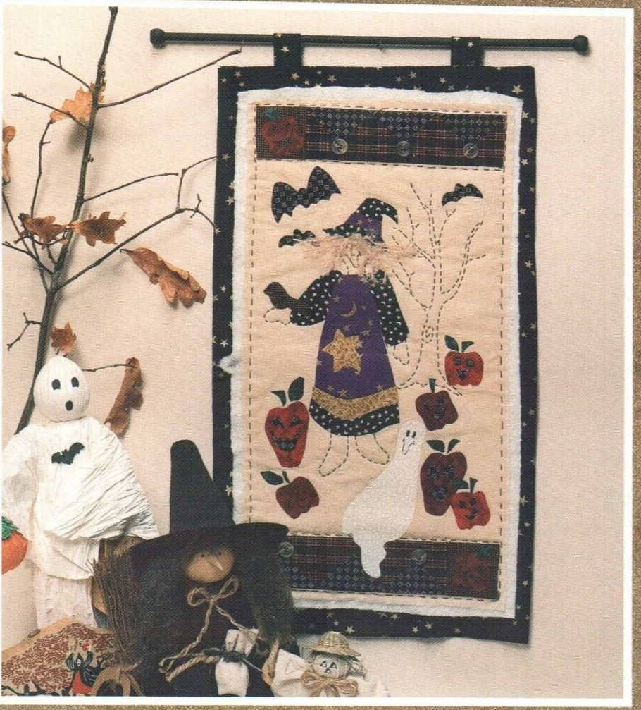 Happy Halloween Stitchery Witch Wall Quilt Vintage Primitive Pattern ...