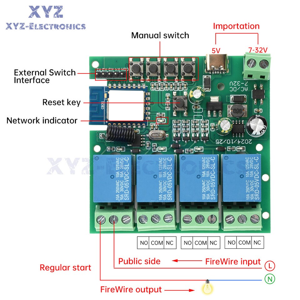 4 Channel Relay Switch Module Tuya Smart WIFI Remote Control Relay 2 ...