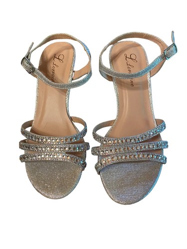 L Lorraine Silver Rhinestone Shoes Formal Prom Wedding Heels Sz 7W ...