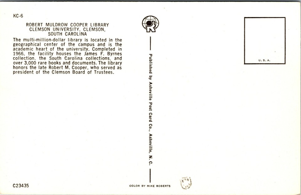 Cooper Library Clemson University Clemson South Carolina Vintage ...