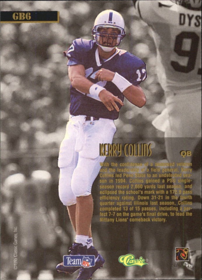 1995 Pro Line GameBreakers Carolina Panthers Football Card #GB6 Kerry ...