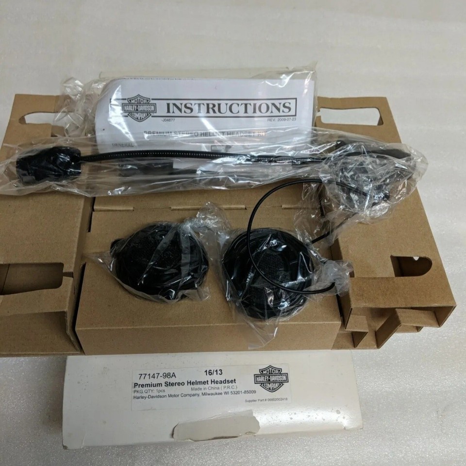 Harley Davidson Premium Stereo Wired Headset 77147-98A Microphone New ...