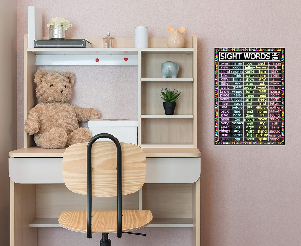 Advanced Sight Words Poster 101-200 for Second Grade - Laminated 14X19 ...
