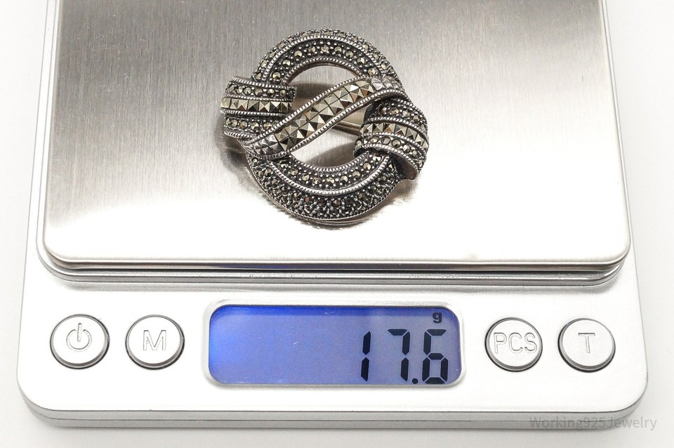 Large Vintage Judith Jack Marcasite Art Deco Sterling Silver Brooch Pin ...