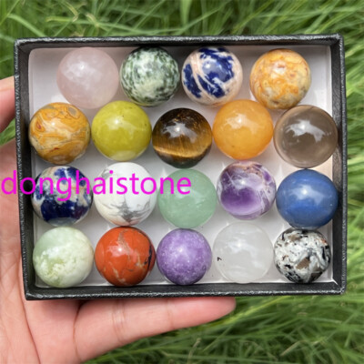 10pcs Natural Mixed Sphere Quartz Crystal Carved Ball Reiki Healing Gem ...