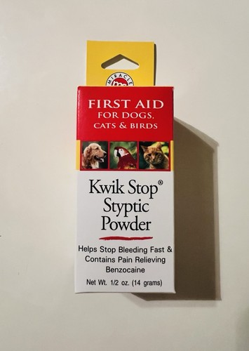 KWIK STOP Styptic Powder for Dogs Cats 0.5oz Stop Bleeding Pain Relief ...