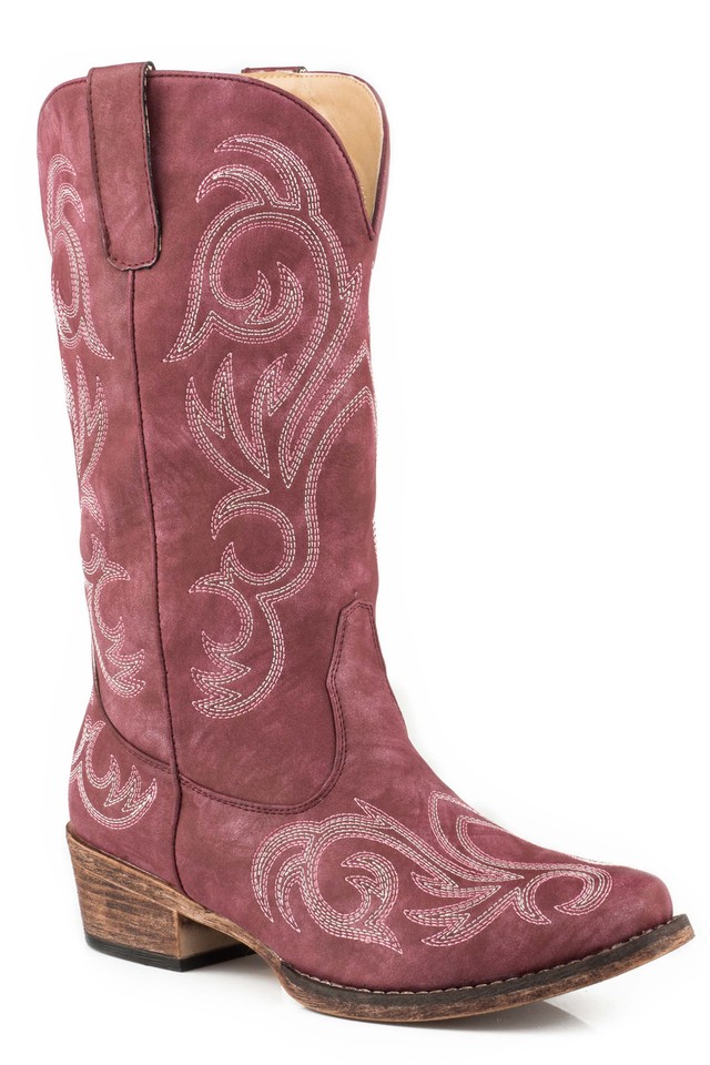 Roper Womens Riley Raspberry Faux Leather Cowboy Boots | eBay