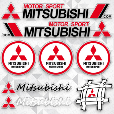 For Mitsubishi Motor Sport Car Logo Sticker Vinyl 3D Decal Stripes Logo ...