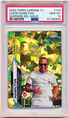 2020 Topps Chrome Sapphire F1 Lewis Hamilton Gold #140 (38/50) PSA 10 ...