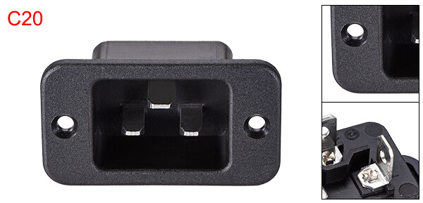 Panel Mount Plug Adapter AC 250V 16A C20 3 Pins IEC Inlet Module Plug ...