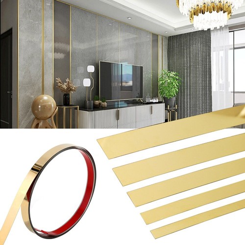 5M Mirror Wall Sticker Gold Wall Ceiling Edge Strip Living Room Decor ...