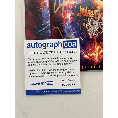 Judas Priest Invincible Shield SIGNED CD Art Card COA ACOA AUTOGRAPHED ...
