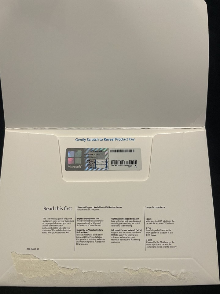 Windows 10 Pro 64-Bit DVD + Genuine License Key-Factory Sealed-ships ...